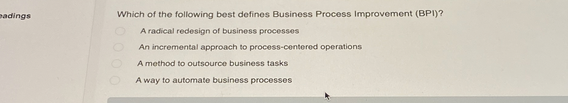Solved Which of the following best defines Business Process | Chegg.com