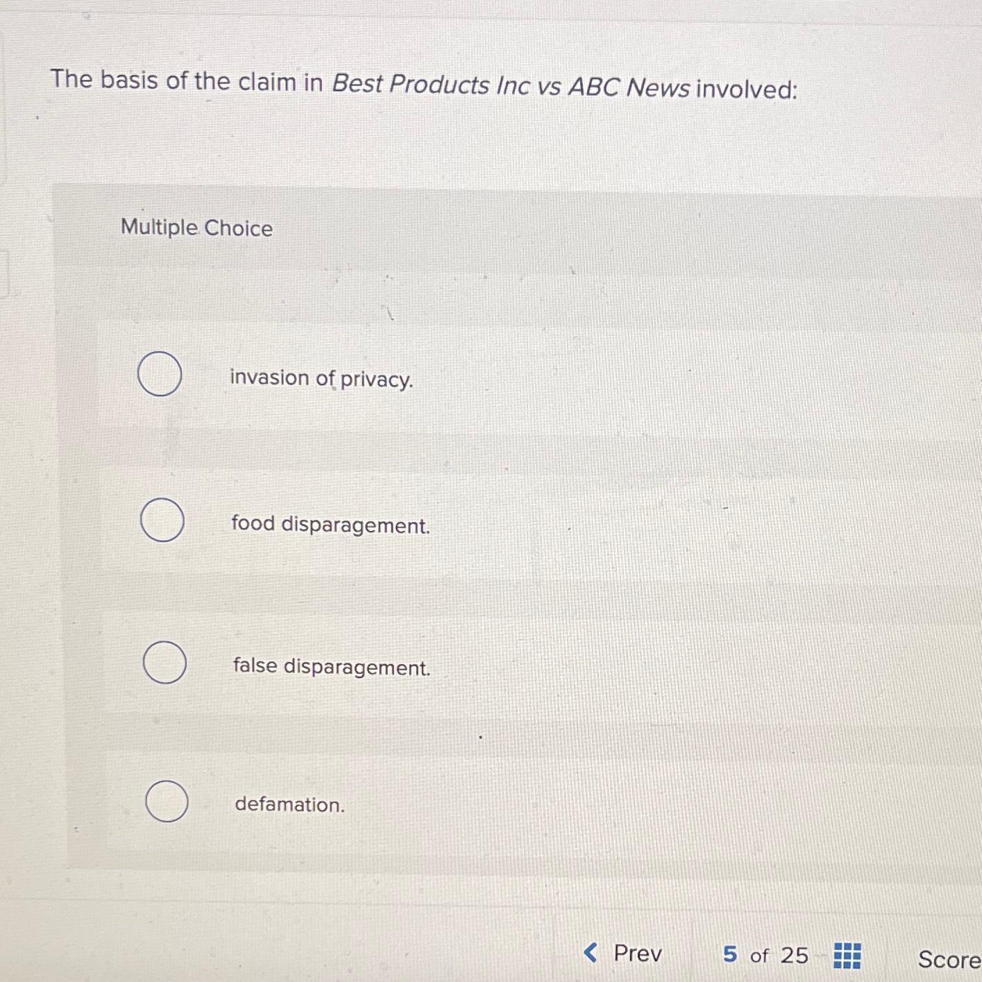 Solved The basis of the claim in Best Products Inc vs ABC | Chegg.com