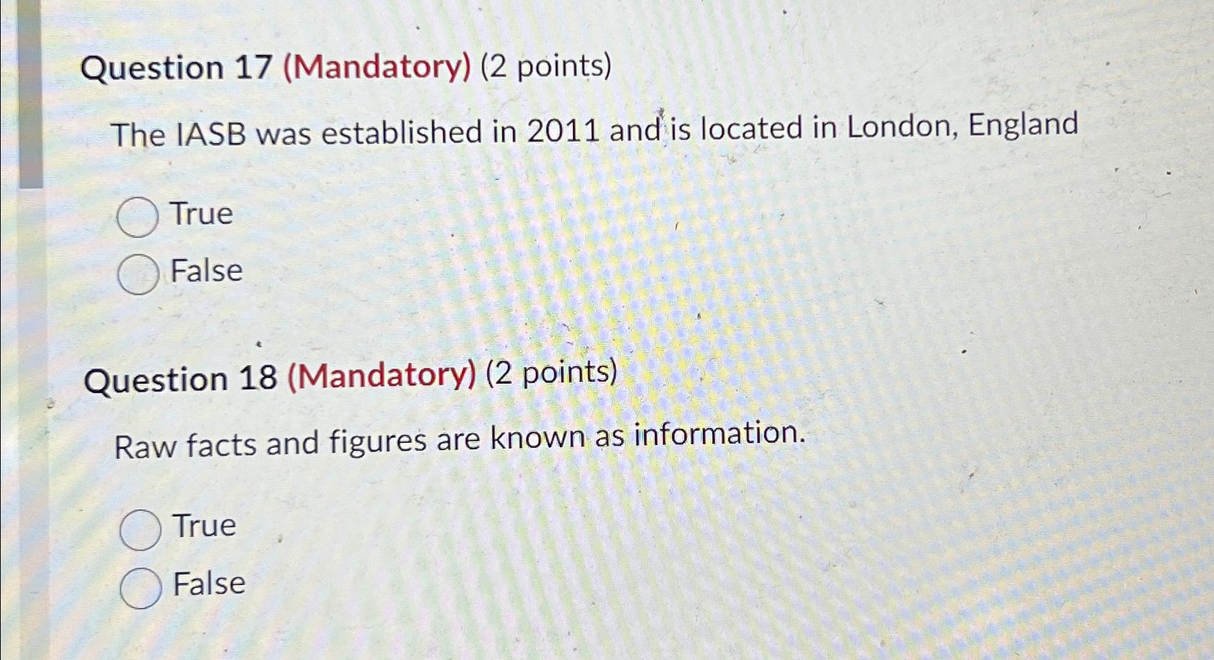 Solved Question 17 (Mandatory) (2 ﻿points)The IASB was | Chegg.com