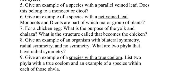 Solved 5. Give an example of a species with a parallel | Chegg.com