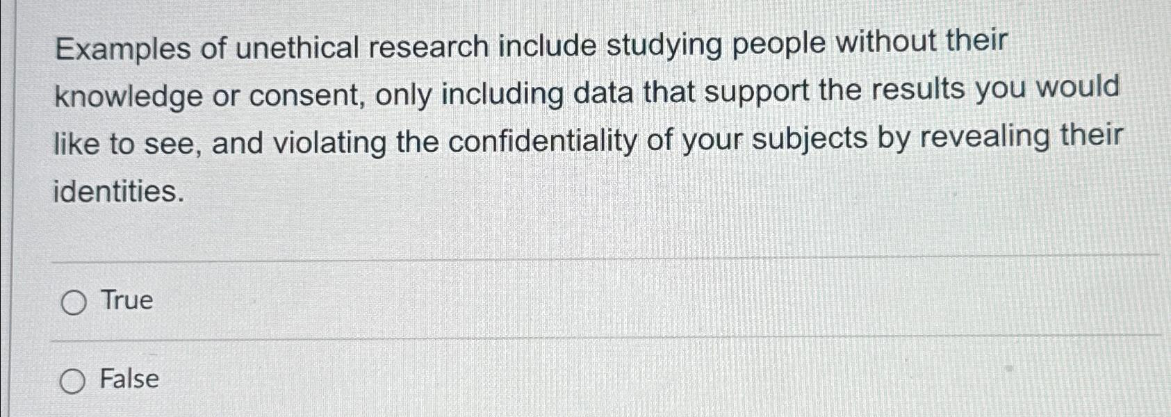 Solved Examples of unethical research include studying | Chegg.com