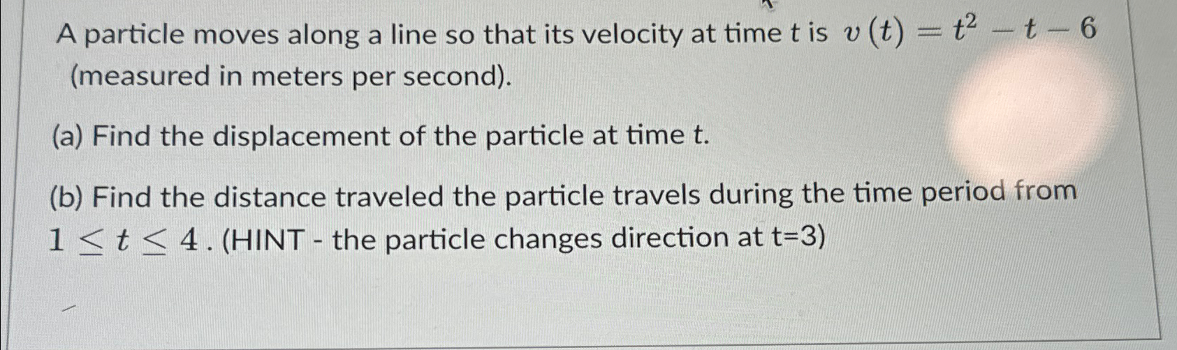 Solved A particle moves along a line so that its velocity at | Chegg.com