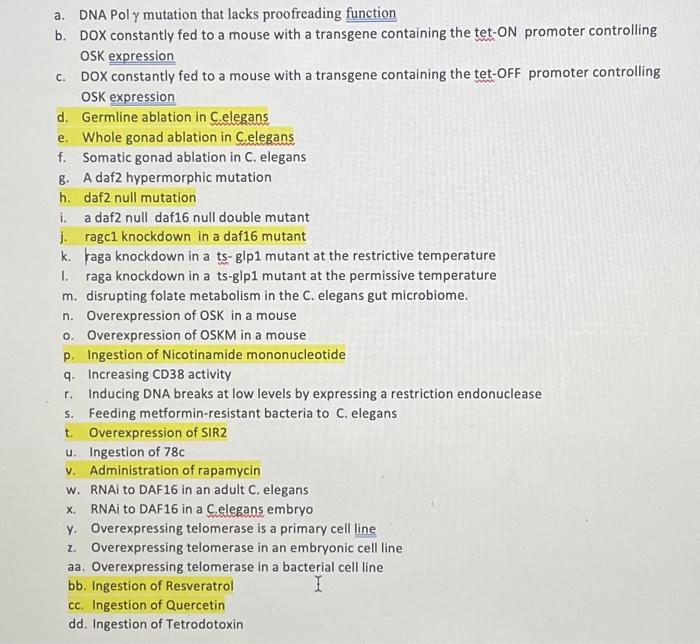 Solved a. DNA Pol γ mutation that lacks proofreading | Chegg.com
