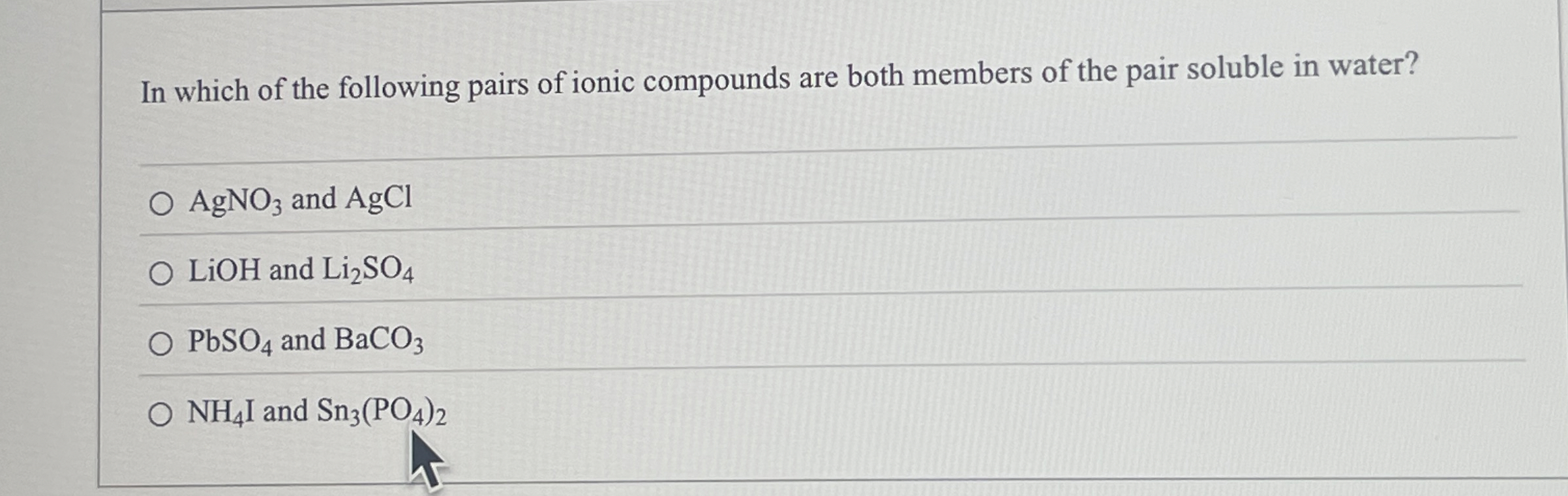 Solved In which of the following pairs of ionic compounds | Chegg.com