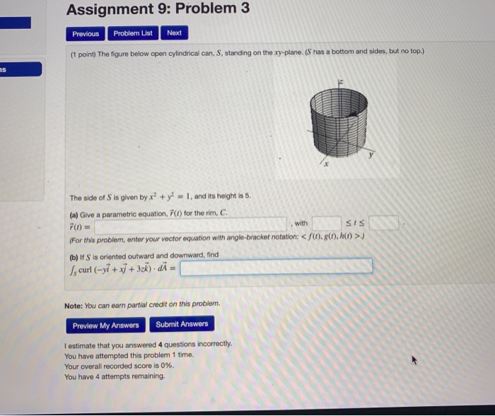 Solved Assignment 9: Problem 3 Previous Probler List (1 | Chegg.com