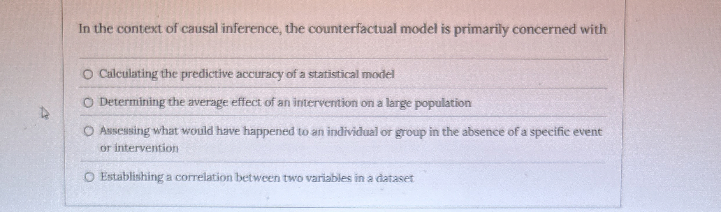Solved In the context of causal inference, the | Chegg.com