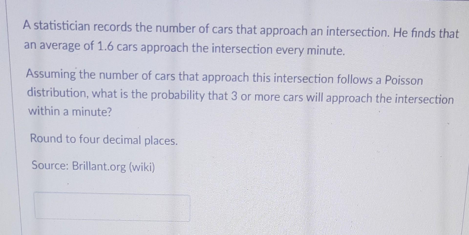 Solved A statistician records the number of cars that | Chegg.com