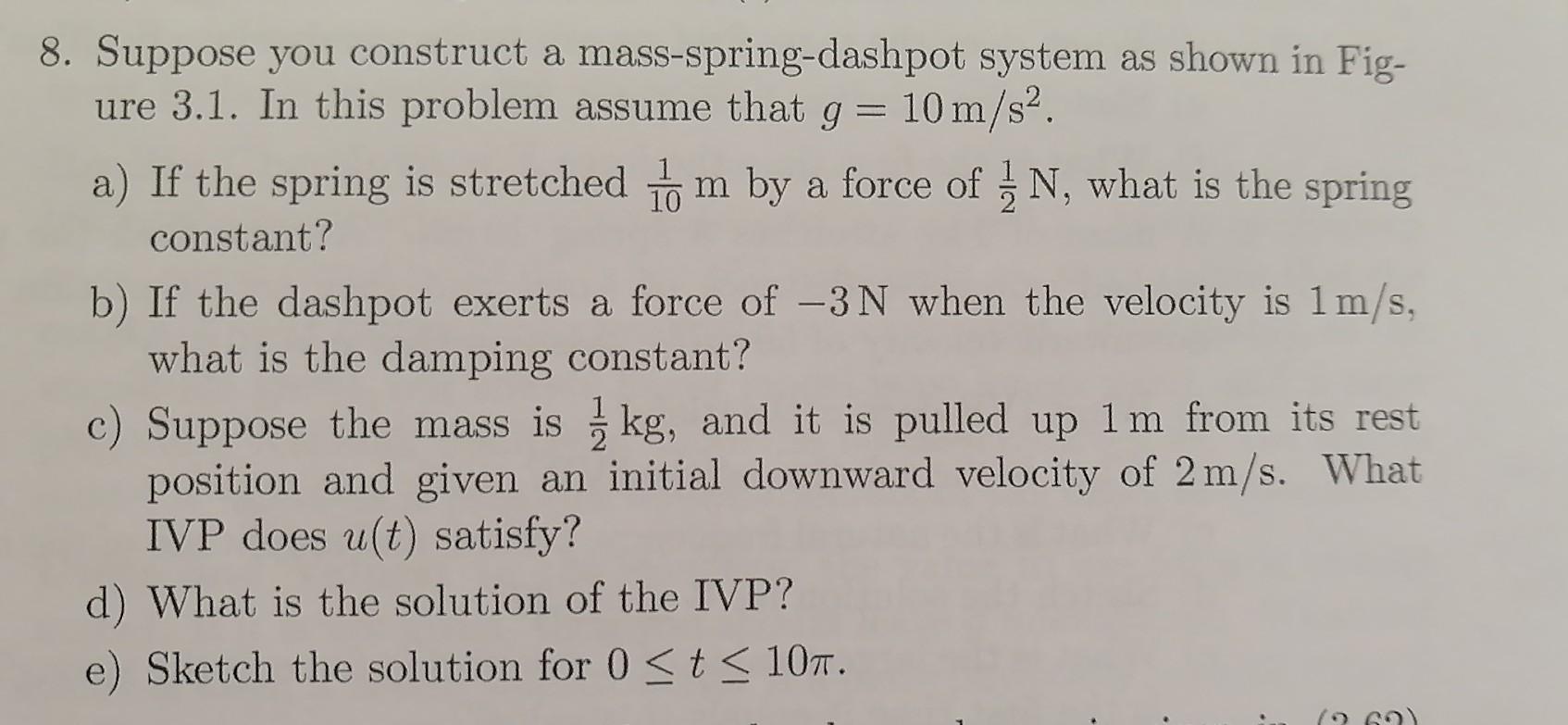 8. Suppose you construct a mass-spring-dashpot system | Chegg.com