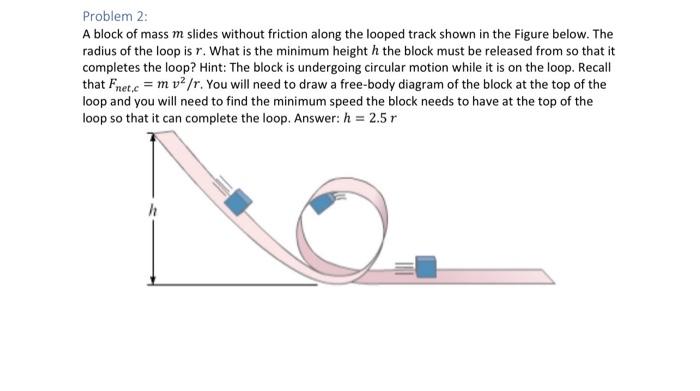 Solved Problem 2 A Block Of Mass M Slides Without Friction