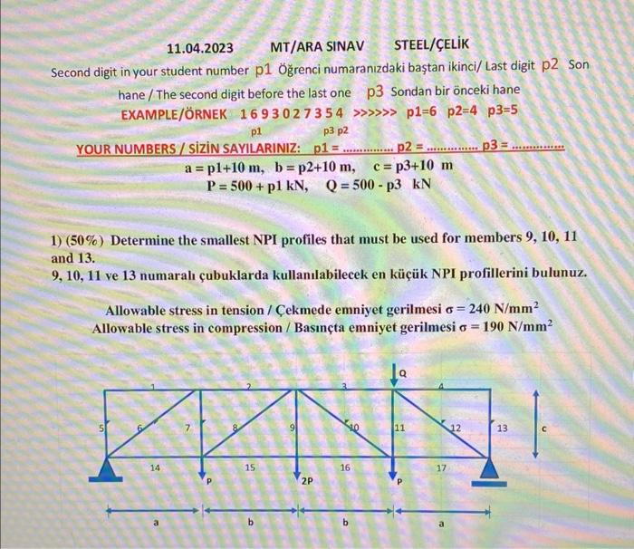 Second digit in your student number p1 Öğrenci | Chegg.com