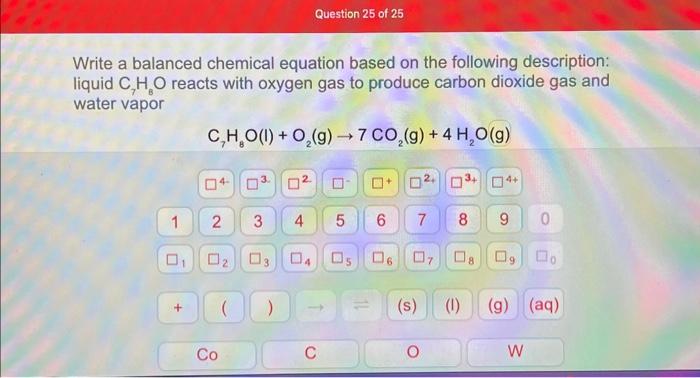 Solved Write A Balanced Chemical Equation Based On The