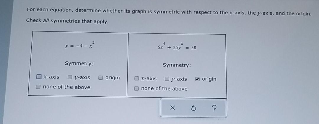 Solved For each equation, determine whether its graph is | Chegg.com