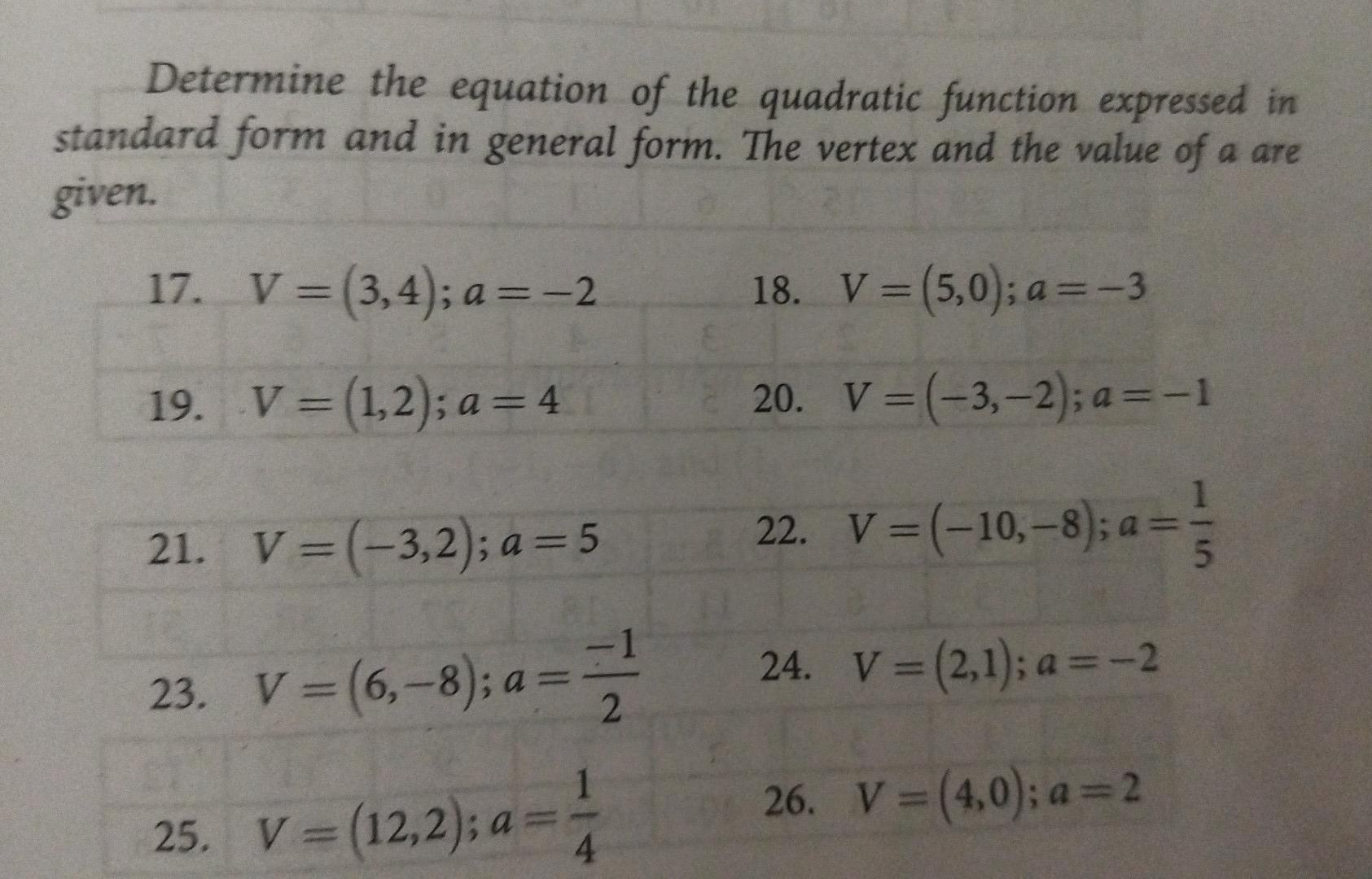 Solved Determine the equation of the quadratic function | Chegg.com