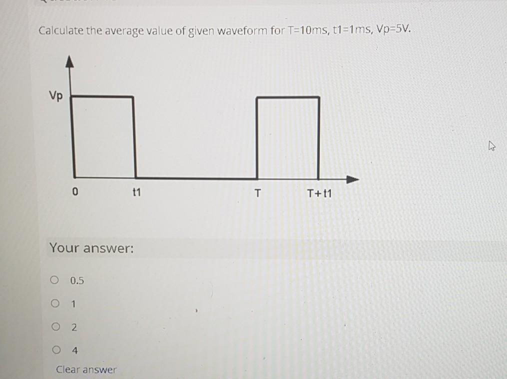 Solved Calculate the average value of given waveform for | Chegg.com