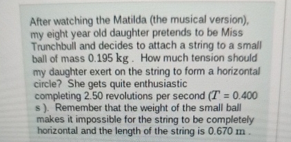 Solved After watching the Matilda (the musical version), ﻿my | Chegg.com