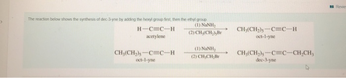 Solved The reaction below shows the synthesis of dec 3-yne | Chegg.com