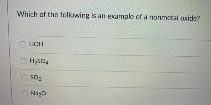 Solved Which of the following is an example of a nonmetal | Chegg.com