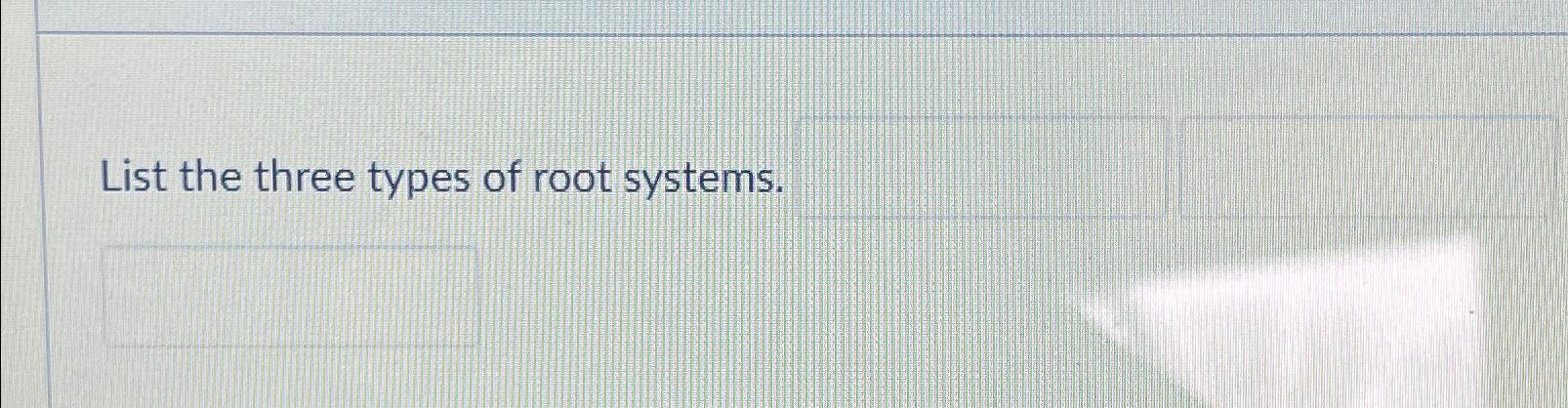 Solved List the three types of root systems. | Chegg.com