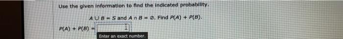 Solved Use the given information to find the indicated | Chegg.com