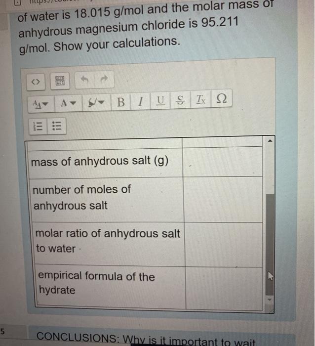 EXPERIMENT 2: Record the following data in the table | Chegg.com