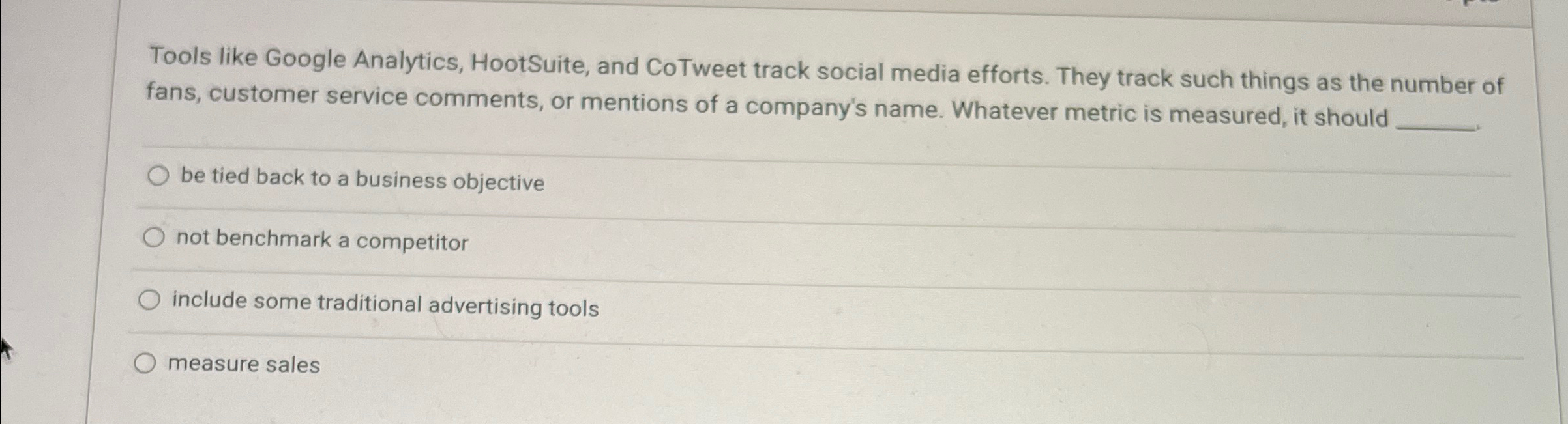 Solved Tools like Google Analytics, HootSuite, and CoTweet | Chegg.com