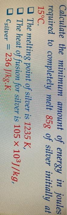 Solved Calculate the minimum amount of energy in joules | Chegg.com