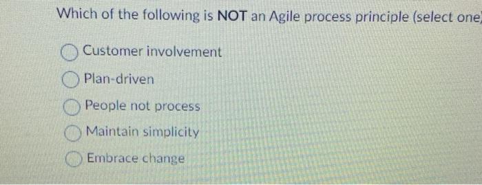 Solved Which of the following is NOT an Agile process | Chegg.com