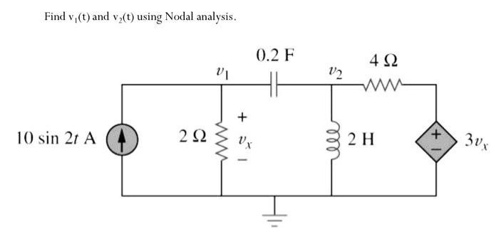 Solved Find v1(t) and v2(t) using Nodal | Chegg.com