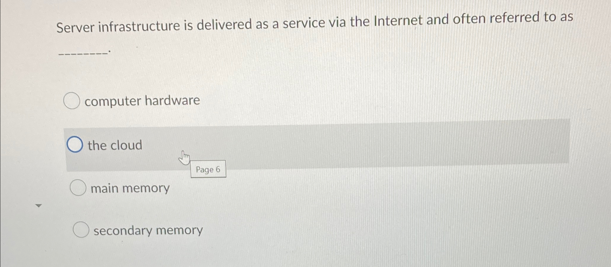 Solved Server infrastructure is delivered as a service via | Chegg.com