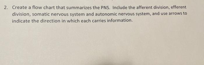 Solved Create a flow chart that summarizes the PNS. Include | Chegg.com