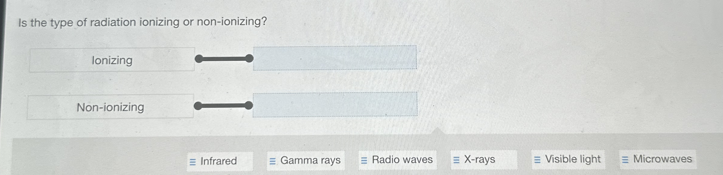 Solved Is the type of radiation ionizing or | Chegg.com