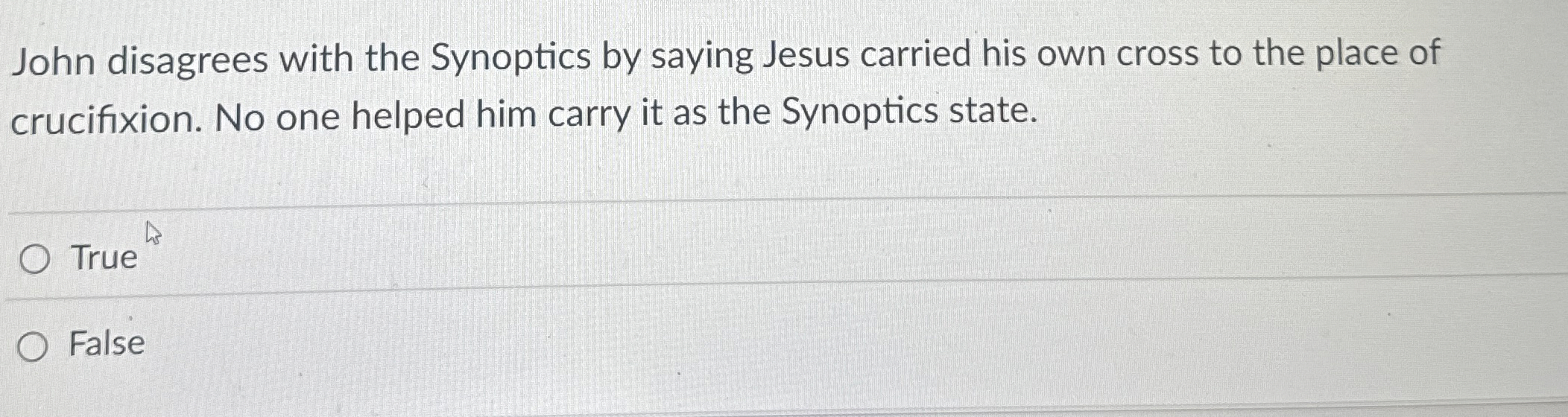Solved John disagrees with the Synoptics by saying Jesus | Chegg.com