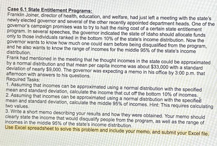 Solved Case 6.1 State Entitlement Programs: Franklin Joiner, | Chegg.com