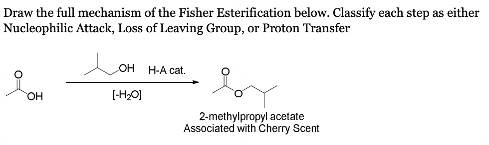 Solved Draw the full mechanism of the fisher esterification. | Chegg.com