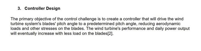 Solved Project Title: Pitch Control of Variable Speed Wind | Chegg.com