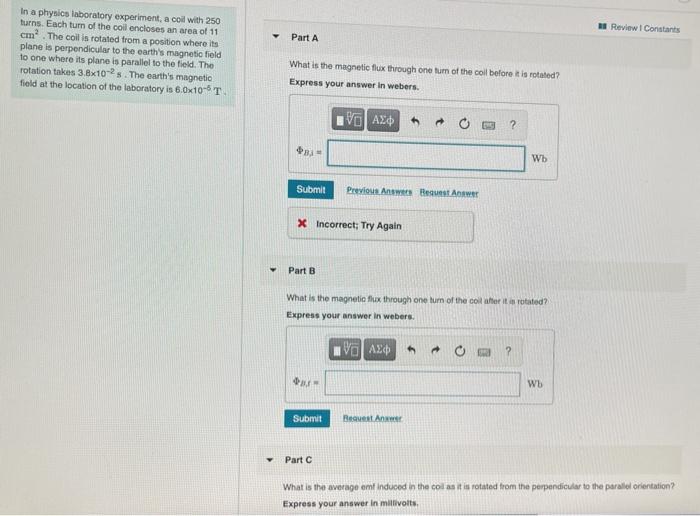 Solved Review Constants Part A In a physics laboratory | Chegg.com