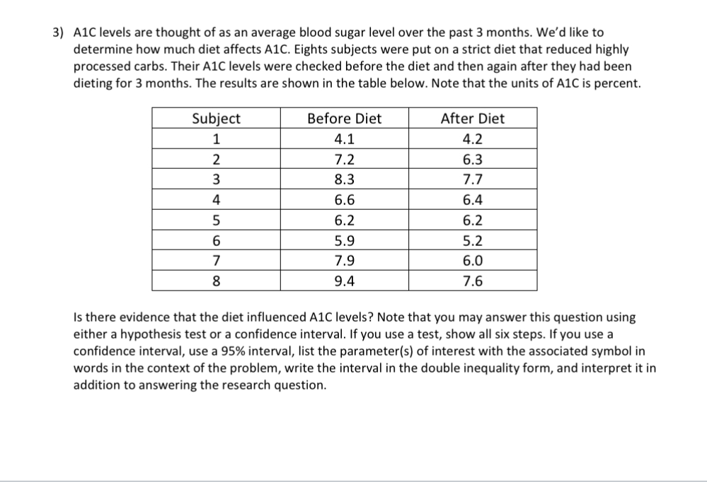 Solved A1C levels are thought of as an average blood sugar | Chegg.com