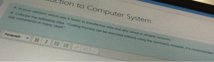 Solved tion to Computer System A in your opinion, which one | Chegg.com