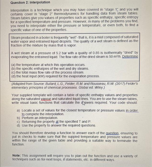 Solved Question 2: Interpolation Interpolation is a | Chegg.com