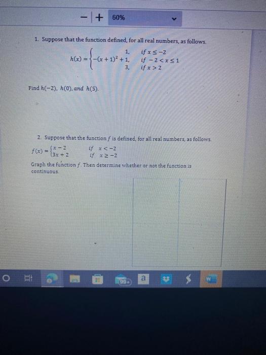 Solved 1. Suppose that the function defined, for all real | Chegg.com