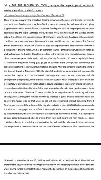 Q2 - FOR THE PROPSED SOLUTION , analyze the impact | Chegg.com