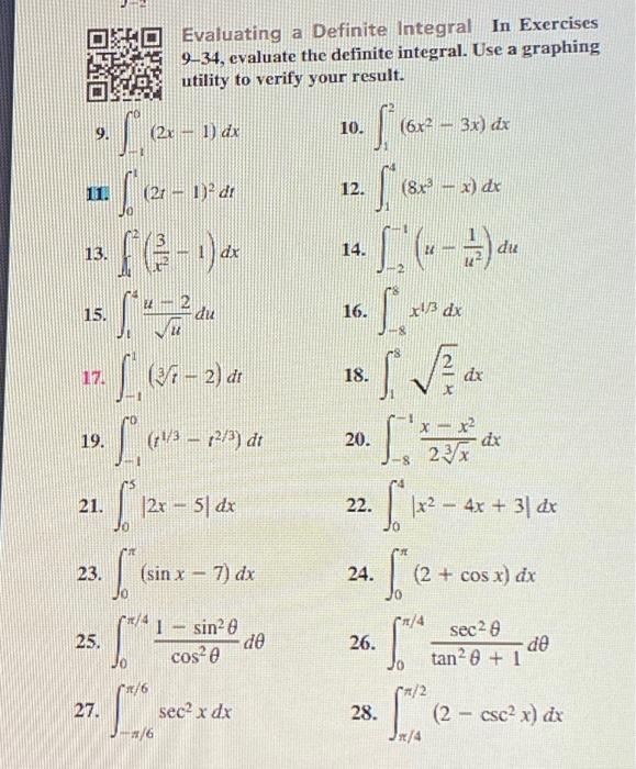 Solved Evaluating a Definite Integral In Exercises 9−34, | Chegg.com