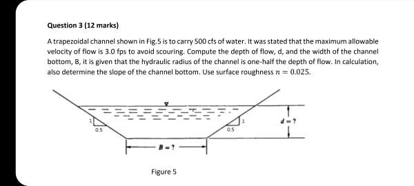 Solved Question 1 (11 marks) An open channel has a | Chegg.com