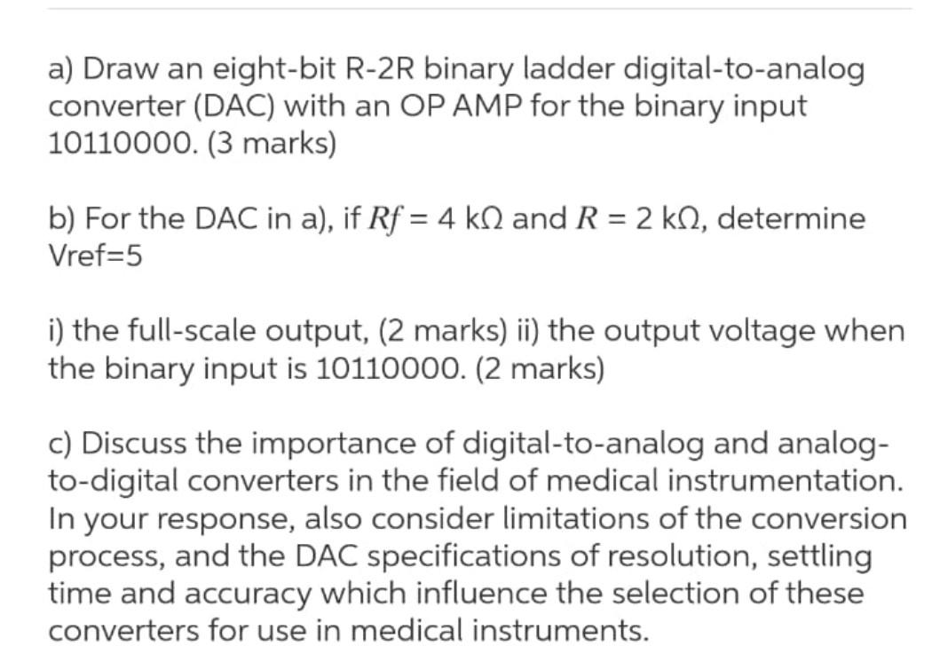 Solved a) Draw an eight-bit R-2R binary ladder | Chegg.com