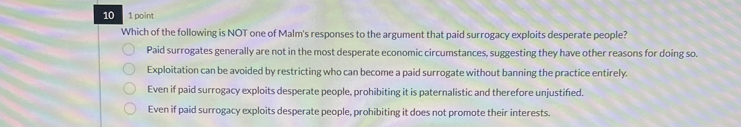 Solved 101 ﻿pointWhich of the following is NOT one of Malm's | Chegg.com