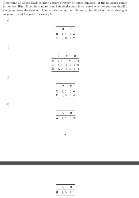 Solved ( 4 ﻿points). ﻿Hint: if you have more than 2 | Chegg.com