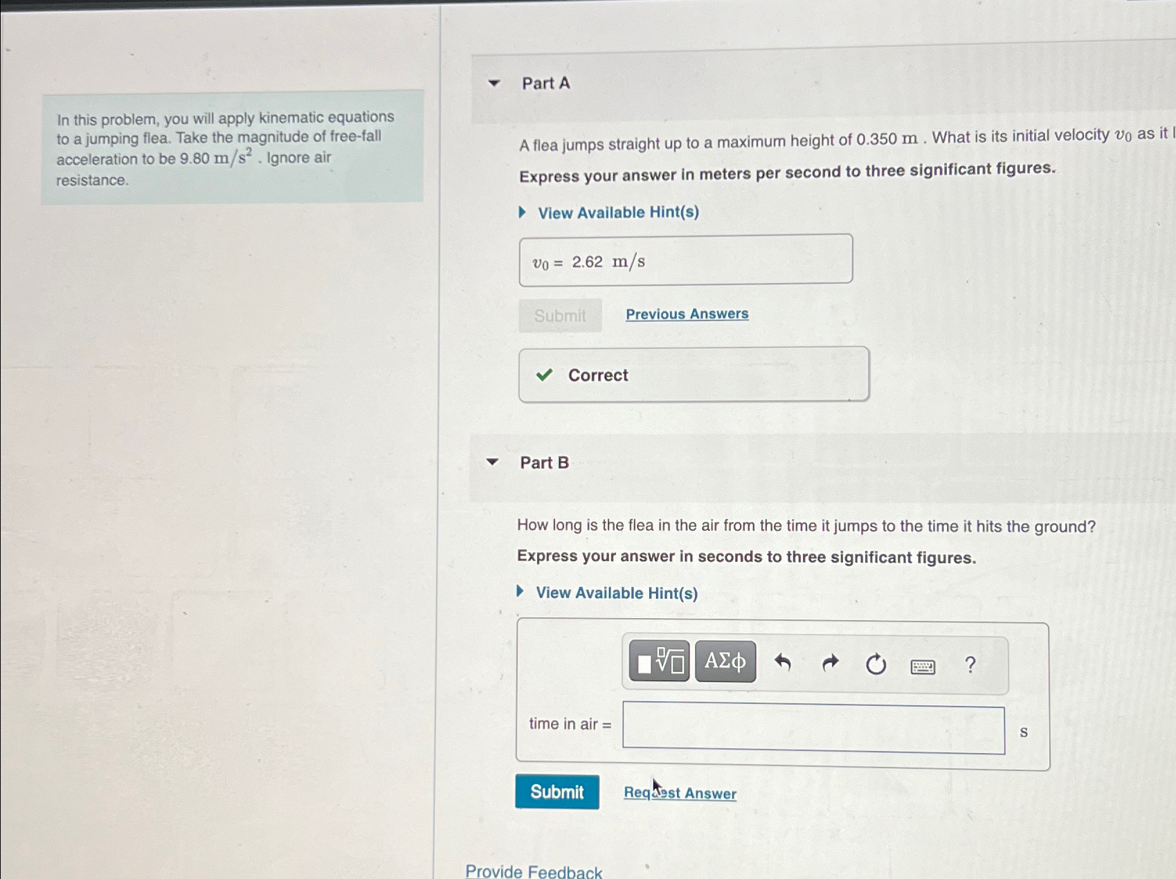Solved Part AIn this problem, you will apply kinematic | Chegg.com