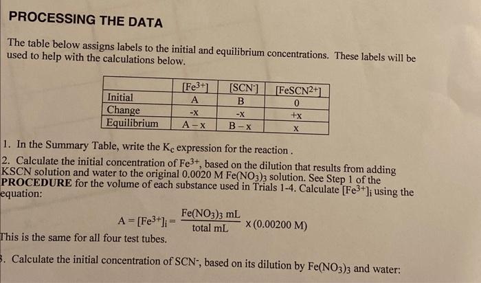 Solved Chemical Equilibrium: Finding Kc The purpose of this | Chegg.com