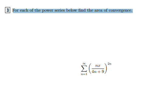 Solved For each of the power series below find the area of | Chegg.com