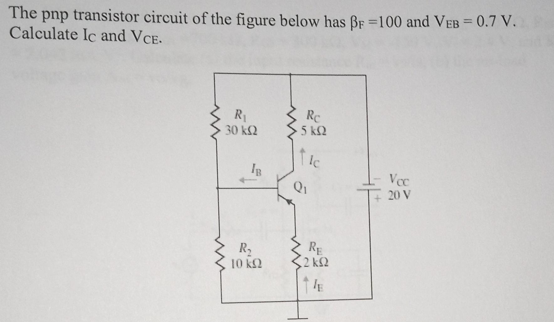 Solved The pnp transistor circuit of the figure below has | Chegg.com